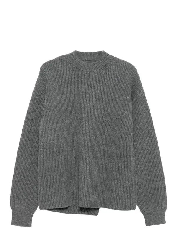 JIL SANDER Crew Neck Sweater With Asymmetrical Detail - Gray