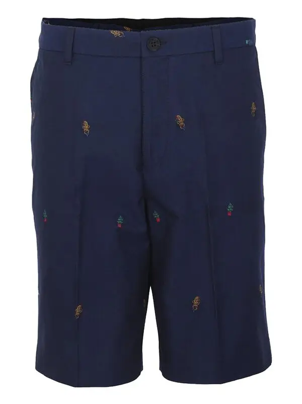 Kenzo Embroidered Mid-rise Shorts - Black