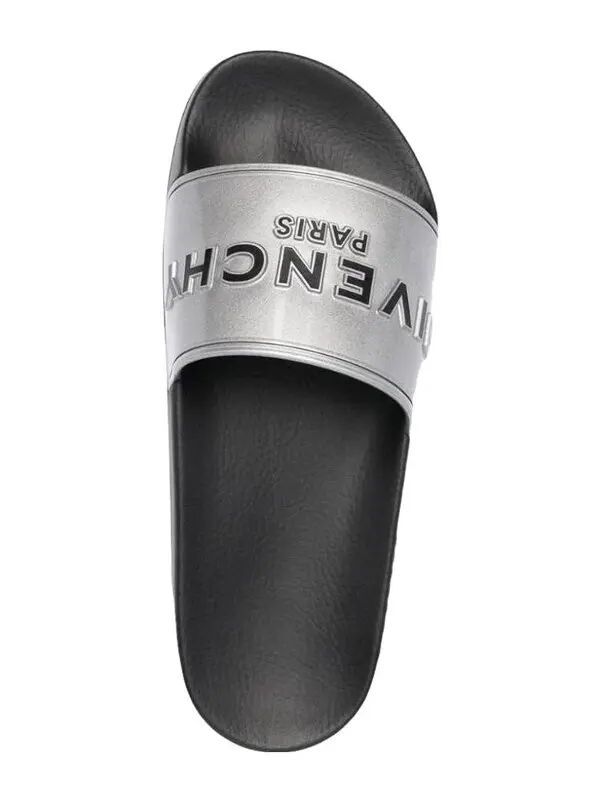 Givenchy Metallic-effect Logo Slides - Silver