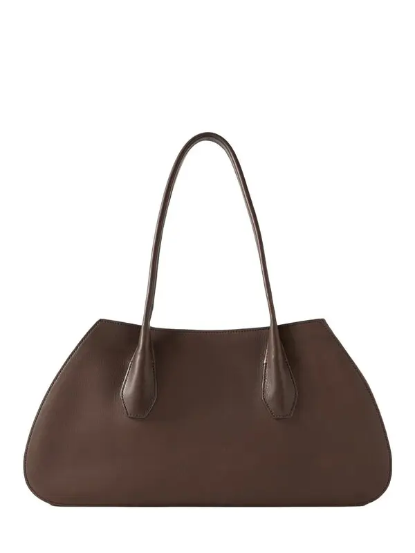 THE ROW Alger Leather Shoulder Bag - Dark Brown