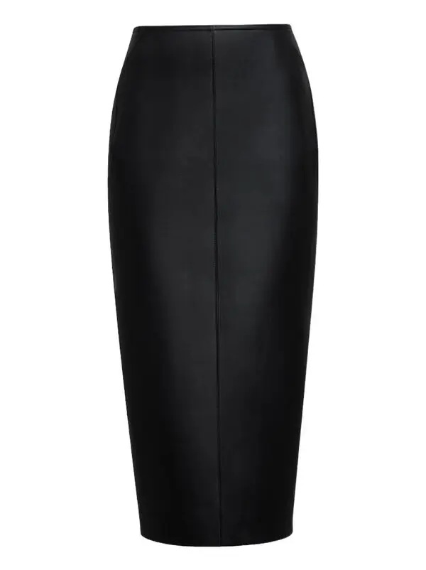 Alaïa Leather Midi Skirt - Black