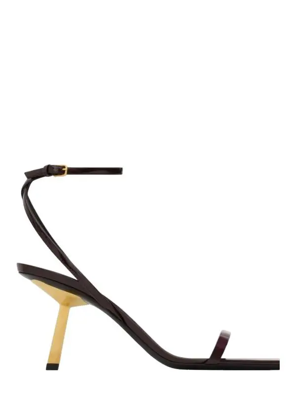 Saint Laurent Lee Sandals In Patent Leather - Marron Glace