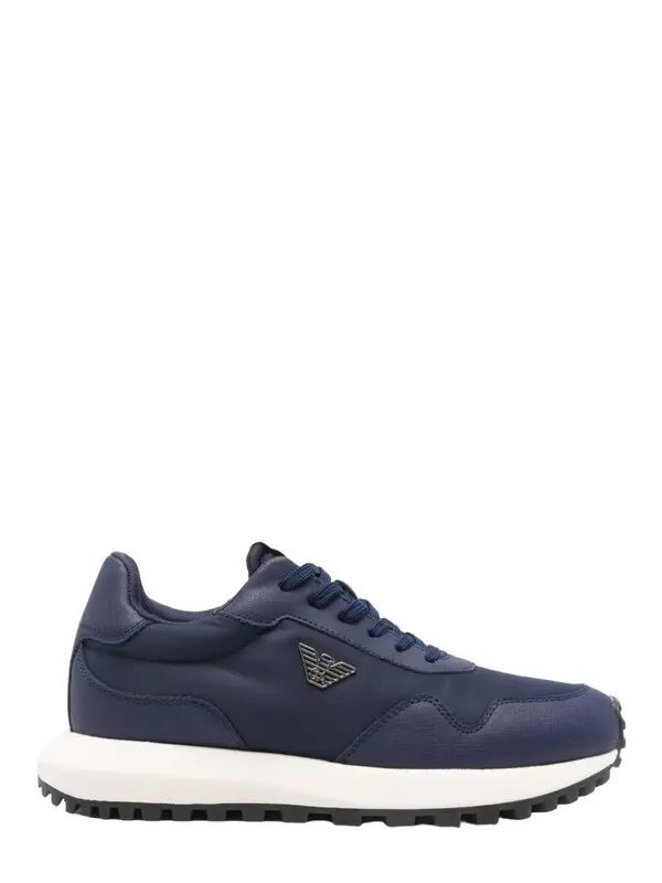 Emporio Armani Logo Plaque Lace-up Sneakers - Blue