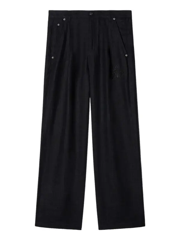 Off-White High-rise Wide-leg Embroidered Pants - Black