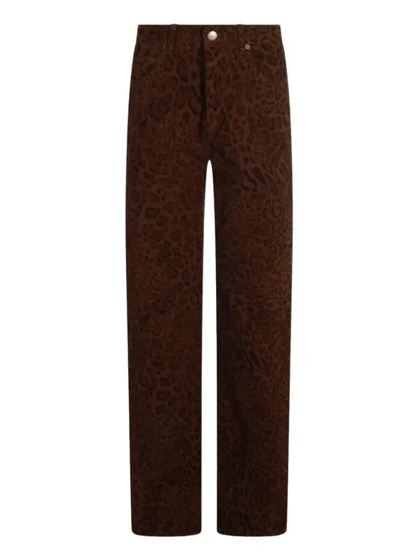 TWINSET Animal Print Straight Leg Trousers - Brown
