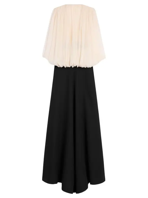 Celine Column Dress In Silk Crepe Muslin - Ivory