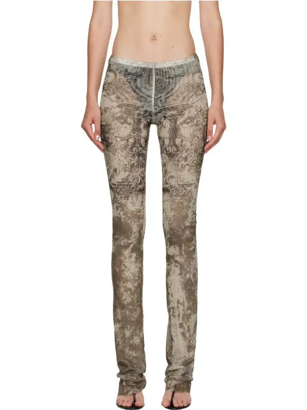 JEAN PAUL GAULTIER The Médaillon Pants" Transparent Tulle Graphic Print Skinny Trousers - Nude