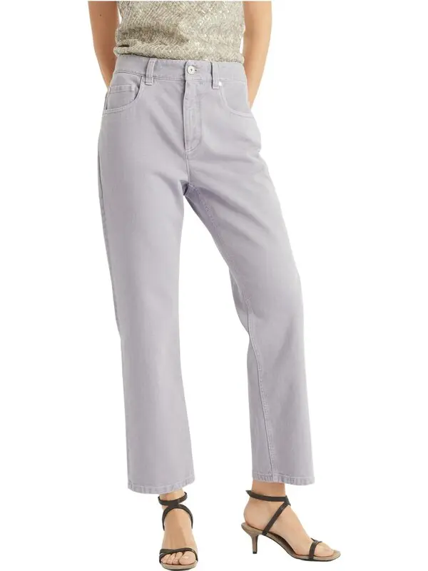 Brunello Cucinelli Logo Patch Flare Jeans - Lilac