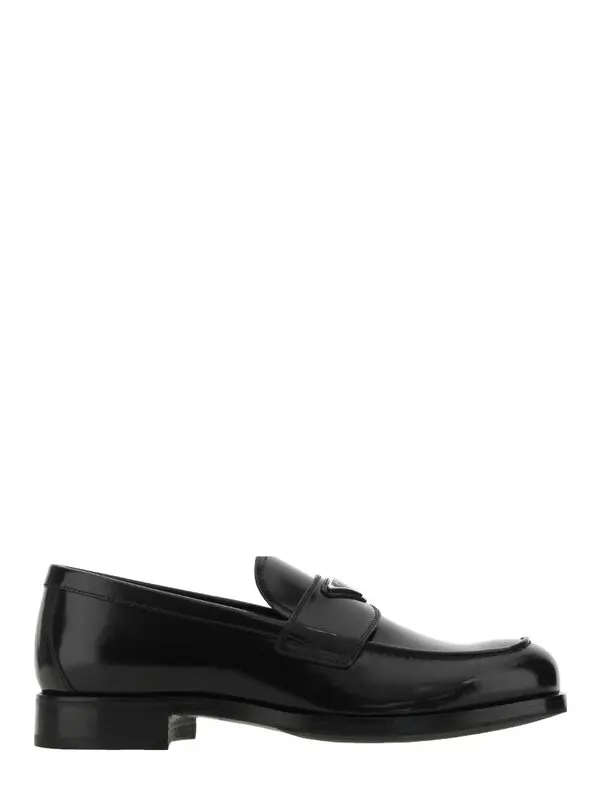 Prada Logo Plaque Slip-on Loafers - Black