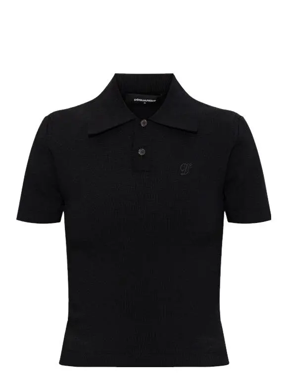 Dsquared2 Embroidered Short Sleeve Polo - Black