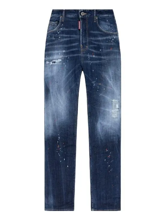 Dsquared2 Distressed Straight-leg Jeans - Navy Blue