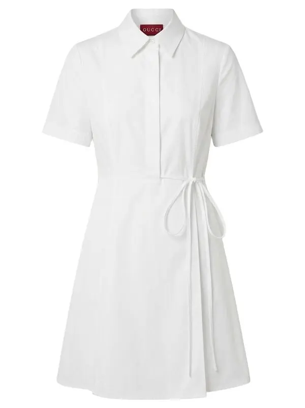 Gucci Embossed Heavy Cotton Poplin Dress - White
