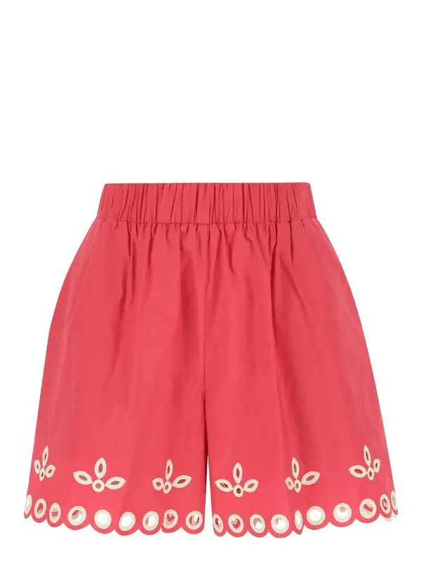 Red Valentino Valentino Lace Perforated Shorts - Red