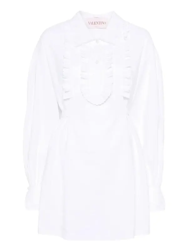 Valentino Garavani Ruffled Long-sleeved Mini Dress - White