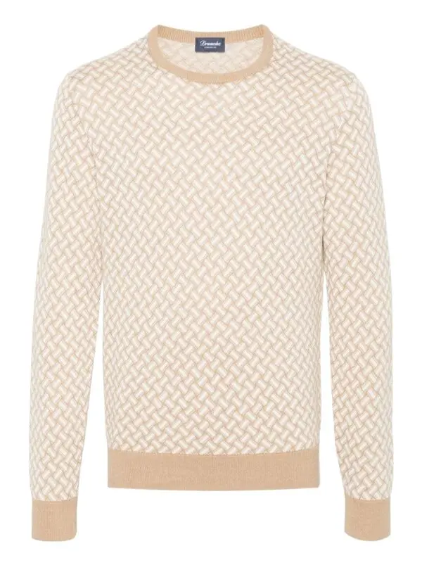 DRUMOHR Geometric Pattern Crew Neck Sweater - Nude