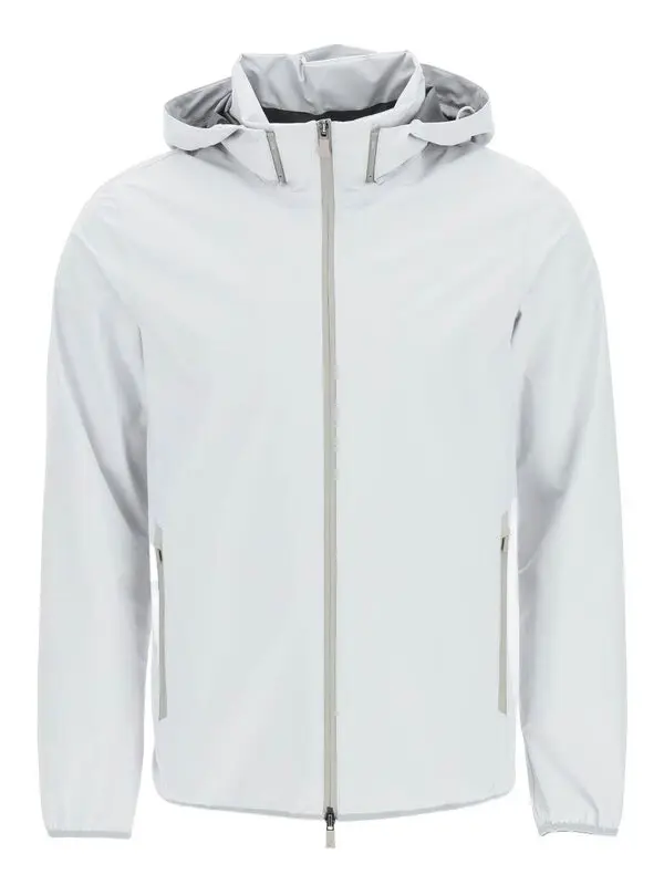 Herno Zip-up Hooded Jacket With Logo Detail - White