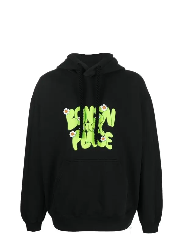 BONSAI Logo-print Cotton Hoodie - Black