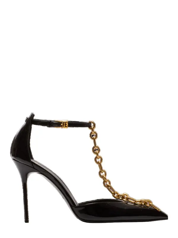 Balmain Sync Pointed Toe Stilettos With Chain Detail - Black