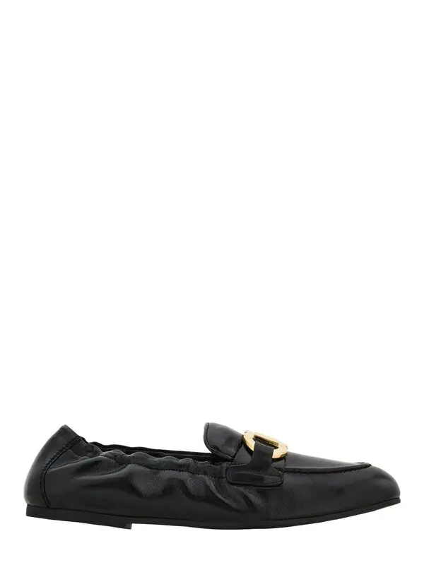 FERRAGAMO Gancini Detail Elasticated Loafers - Black