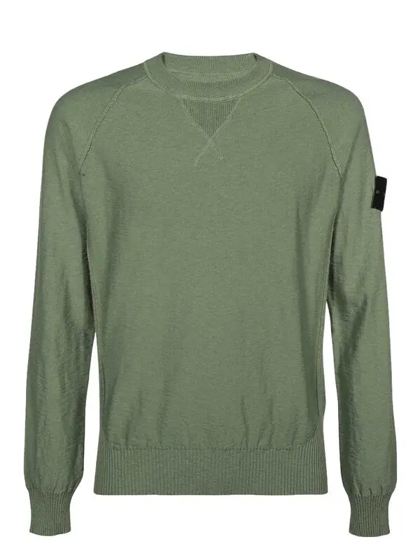 Stone Island Compass Logo Crewneck Sweater - Sage