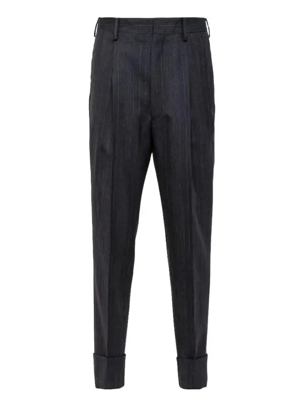 Prada Pleated Tailored Trousers With Pin Stripes - Blue