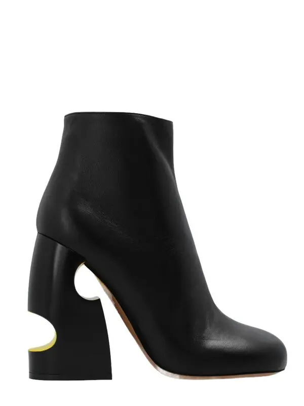 Off-White Cut-out Zip-up Ankle Boots - Black