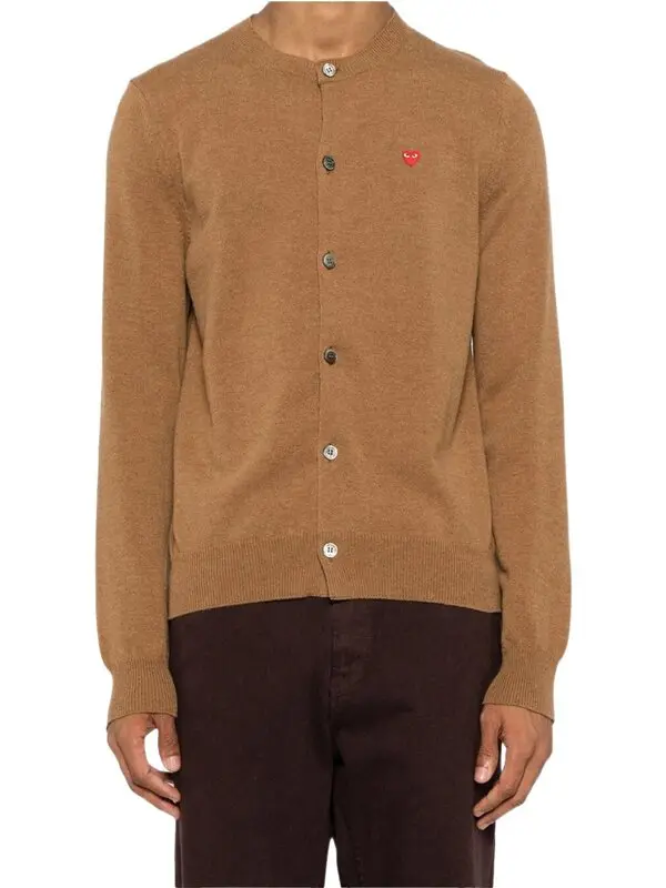 Play Comme Des Garcon Long-sleeved Knitted Cardigan - Brown