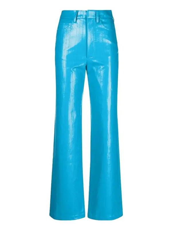 ROTATE BY BIRGER CHRISTENSEN High-rise Coated Straight-leg Trousers - Blue