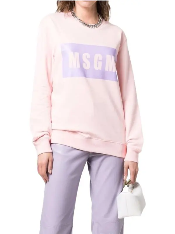 MSGM Logo Print Crew Neck Sweatshirt - Pink