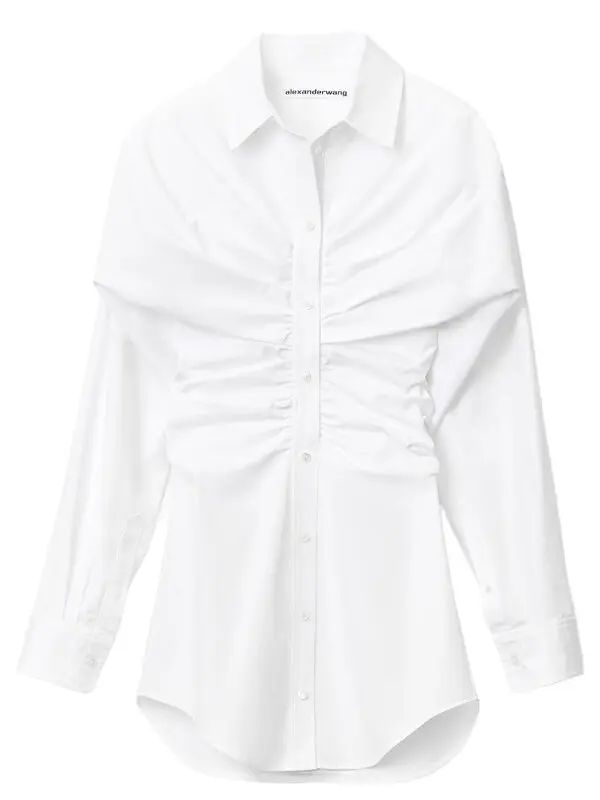 Alexander Wang Draped Hourglass Mini Shirt Dress - White