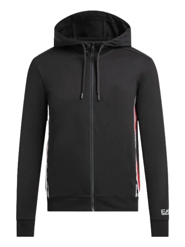 EA7 Logo Zip-up Hooded Jacket - Black