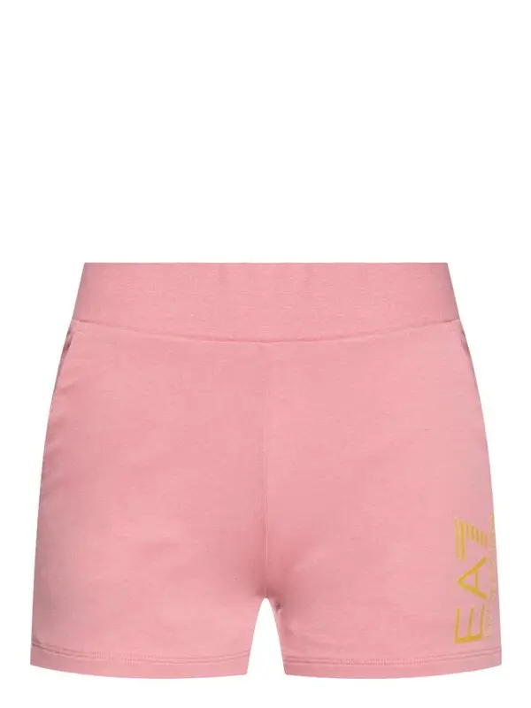 EA7 Logo Print Fitted Shorts - Pink