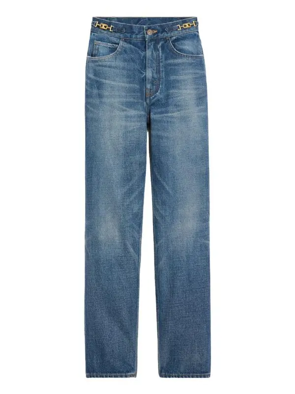 Celine Margaret Jeans In Union Wash Denim - Blue
