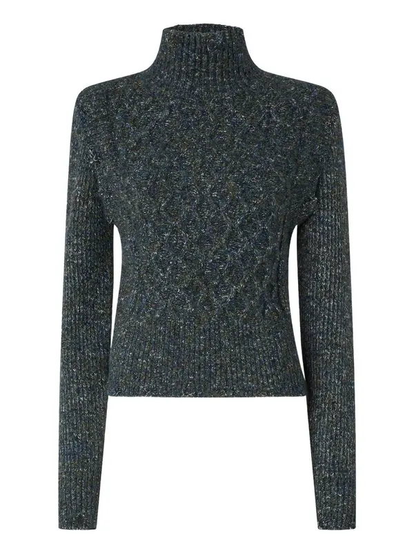 Pinko Turtleneck Knit Sweater With Ribbed Cuffs And Hem - Black