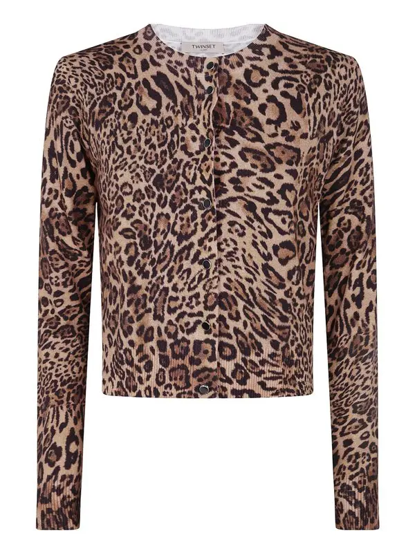 TWINSET Leopard-print Button-fastening Cardigan - Brown