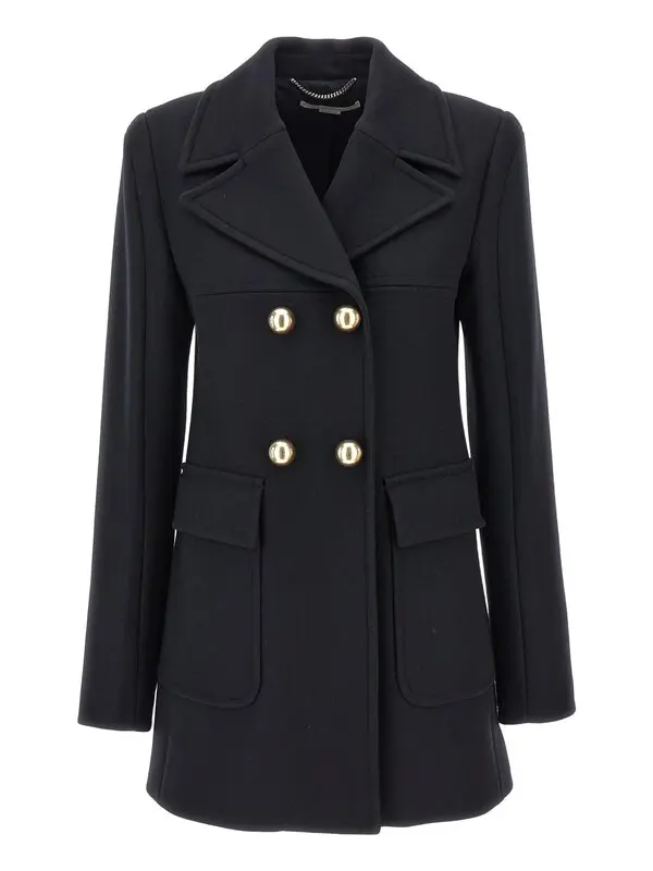 Stella McCartney Double Breasted Long Sleeved Coat - Black