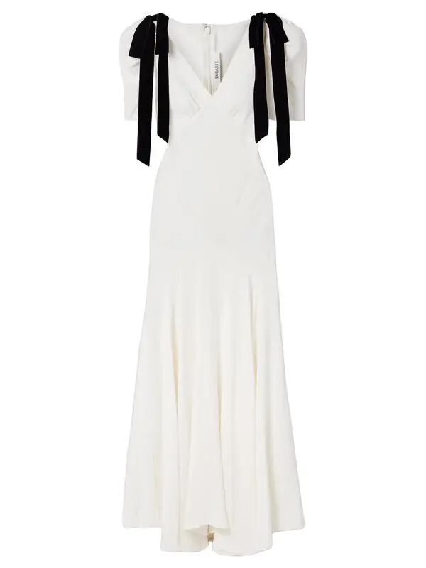 RODARTE Velvet Bow-embellished Silk-crepe Gown - White