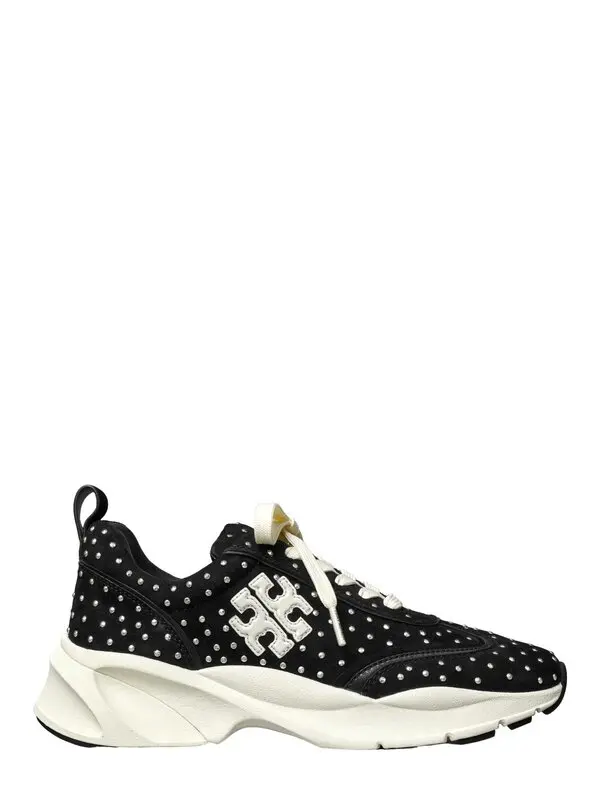Tory Burch Studded Lace-up Sneakers - Perfect Black/silver