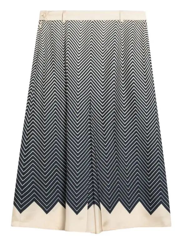 Valentino Garavani High Waist Zigzag Pleated Skirt - Black