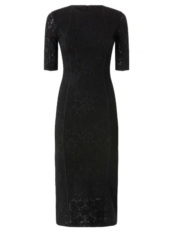 Pinko Arame Crew-neck Midi Dress With Cut-out Sleeves - Black