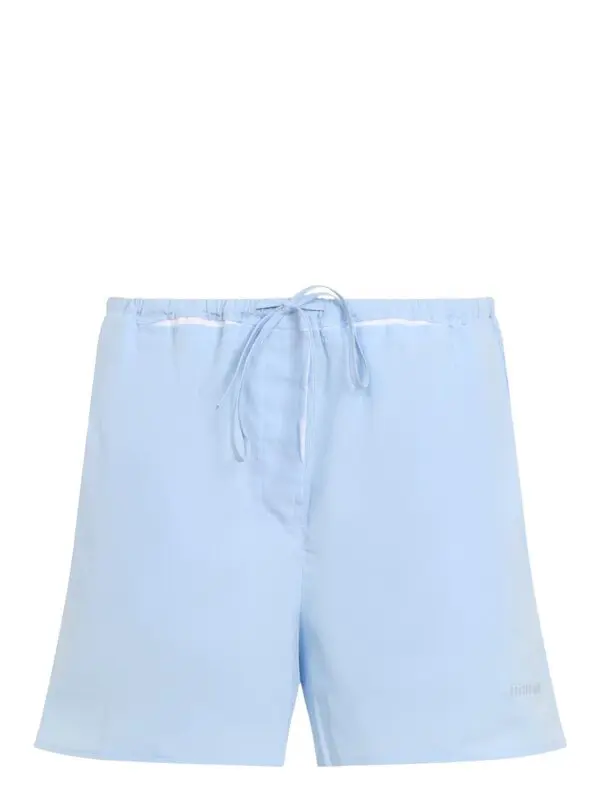 Miu Miu Cotton Boxer Shorts With Logo Detail - Blue