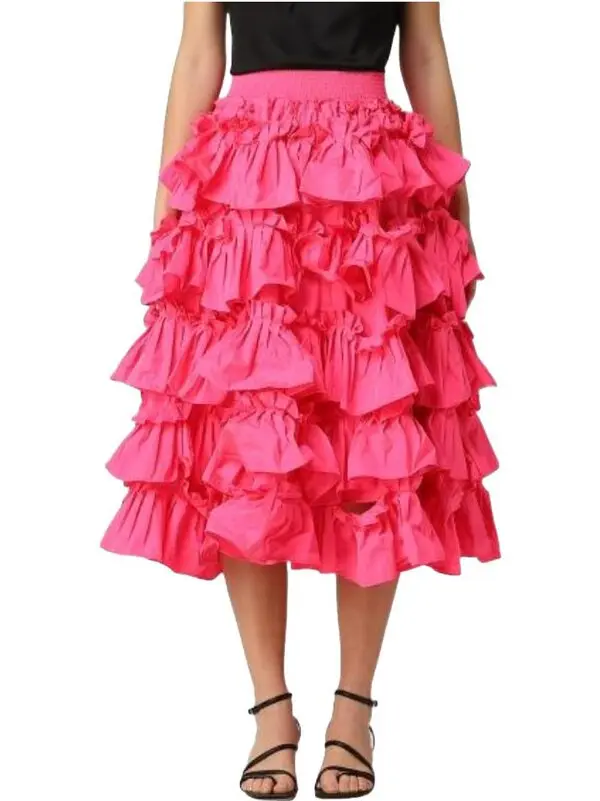 Red Valentino Elasticated Ruffled Skirt - Red
