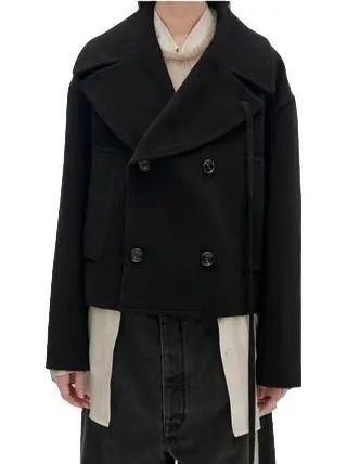 ANN DEMEULEMEESTER Virgin Wool-cashmere Blend Double-breasted Coat - Black