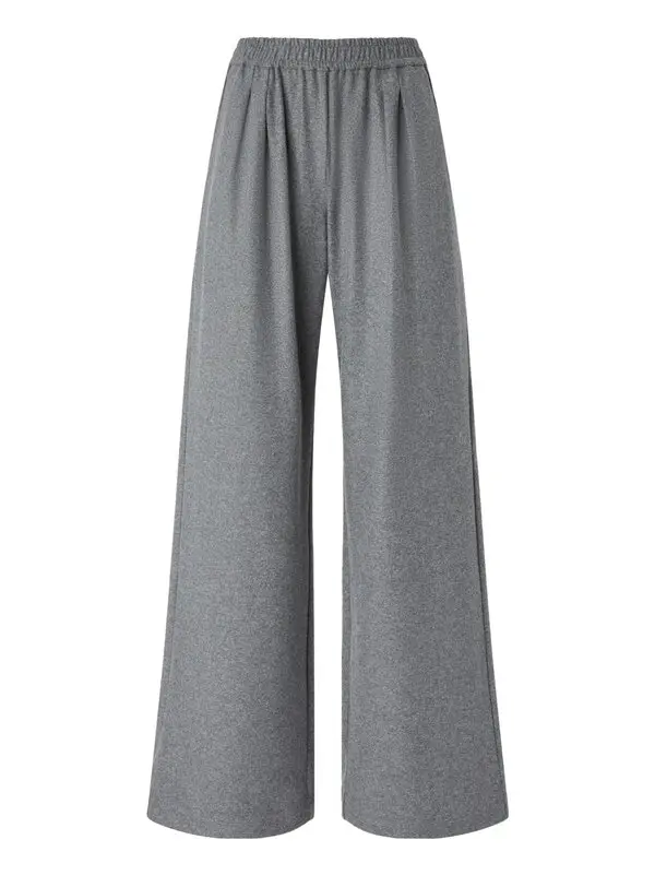 Pinko Elasticated Waist Wide Leg Flannel Trousers - Gray