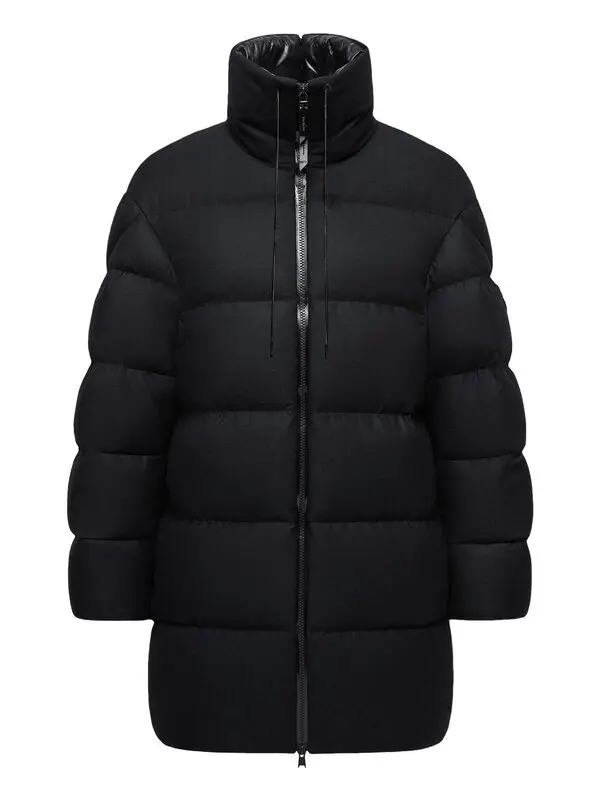 Moncler Maarutha Long Down Jacket With Stand Collar - Black