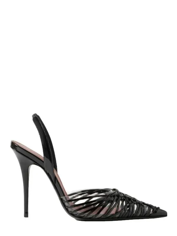 Amina Muaddi Leather Pvc Slingback High Heels - Black