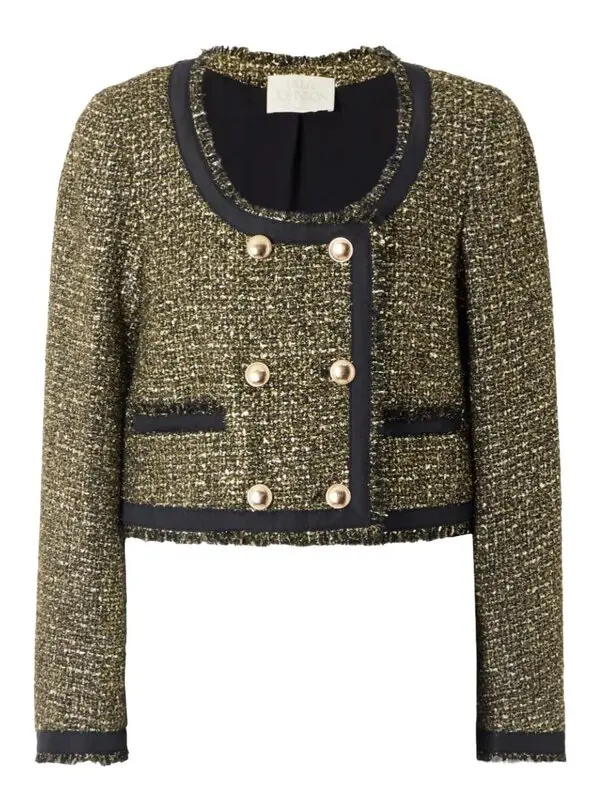 Ulla Johnson Anisa Double-breasted Metallic Tweed Cropped Jacket - Multicolor