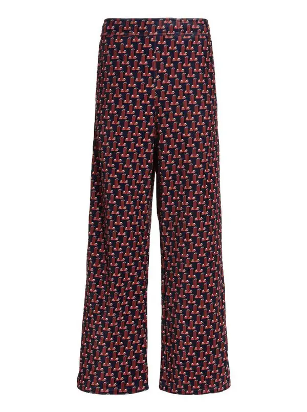 LANVIN Logo Pattern Wide Leg Casual Pants - Black