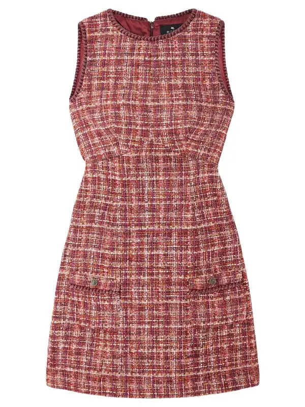 Etro Plaid Tweed Mini Dress - Pink