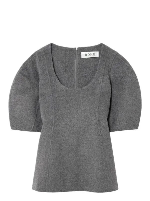 RÓHE Short-sleeved Puff Sleeve Top - Dark Gray
